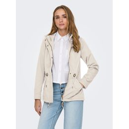 Parka Only "ONLLORCA LIFE CANVAS PARKA CC OTW", Damen, Gr. XS, moonbeam, Web, Obermaterial: 80% Polyester, 20% Baumwolle, unifarben, regular fit h&uuml;ftlang, Jacken Parka
