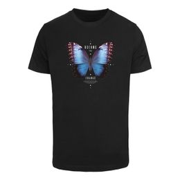 T-Shirt MisterTee "MisterTee Herren Become the Change Butterfly Tee", Damen, Gr. L, schwarz, 100% Baumwolle, bedruckt, normal, Rundhals, Shirts T-Shirt