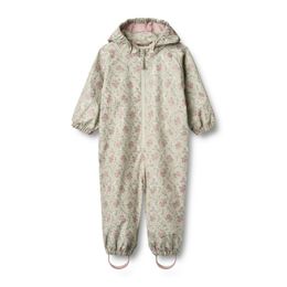 Jumpsuit Wheat "Wheat Rainsuit Mika", M&auml;dchen, Gr. 86, slightly gr&uuml;n flowers, 100% Polyurethan, unifarben, normal, Overalls Jumpsuit