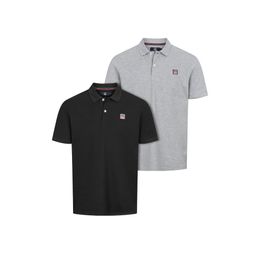 Kurzarmhemd VINSON "VINSON 2-pack Polo Mike", Herren, Gr. L, Normalgr&ouml;&szlig;en, grau melange, tap shoe, Obermaterial: 100% Baumwolle, Hemden