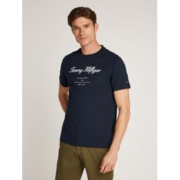 T-Shirt Tommy Hilfiger "SCRIPT LOGO TEE", Herren, Gr. XXL, blau (desert sky), Single Jersey, Obermaterial: 100% Baumwolle, regular fit h&uuml;ftlang, Rundhals, abgesteppt, Shirts T-Shirt, mit aufgesticktem Logo
