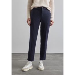Chinohose Street One, Damen, Gr. 42, L&auml;nge 30, blau (tiefblau), Stoff, 60% Viskose, 28% Polyester, 10% Polyamid, 2% Elasthan, Nadelstreifen, comfort fit lang, Hosen Chinohose, mit Nadelstreifenmuster