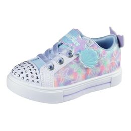 Sneaker Skechers "TWINKLE SPARKS", Mädchen, Gr. 30, bunt (weiß, multi), Lederimitat, Glitzer, kontrastfarbene Details, Schuhe Sneaker, Blink,-Schlupfschuh mit Glitzer+Strass, Größenschablone zum Download