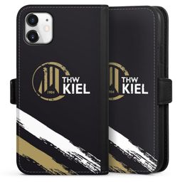 DeinDesign iPhone 11 Handy Klapph&uuml;lle Handyh&uuml;lle aus Kunst Leder schwarz Flip Case Logo Handball Thw Kiel Sideflip mit Lasche