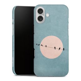 DeinDesign iPhone 16 Plus Handy Premium Case Smartphone Handyh&uuml;lle Schutzh&uuml;lle matt Bird Turquoise Moon Premium Case
