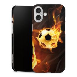 DeinDesign iPhone 16 Plus Handy Premium Case Smartphone Handyh&uuml;lle Schutzh&uuml;lle matt Soccer Ball Fire Premium Case