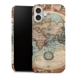 DeinDesign iPhone 16 Plus Handy Premium Case Smartphone Handyh&uuml;lle Schutzh&uuml;lle matt Vintage Map World Map Premium Case