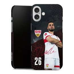 DeinDesign iPhone 16 Plus Handy Premium Case Smartphone Handyh&uuml;lle Schutzh&uuml;lle matt Official Licensed Product Deniz Undav Vfb Stuttgart Premium Case