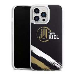 DeinDesign iPhone 13 Pro Handy Silikon H&uuml;lle Case wei&szlig; Handyh&uuml;lle Logo Handball Thw Kiel Silikon Case