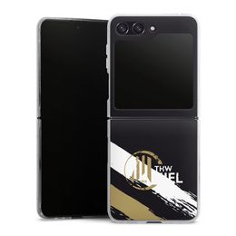 DeinDesign Galaxy Z Flip 5 Handy Hard Case Schutzh&uuml;lle transparent Smartphone Handy H&uuml;lle Thw Kiel Handball Logo Hard Case