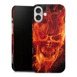 DeinDesign iPhone 16 Plus Handy Premium Case Smartphone Handyh&uuml;lle Schutzh&uuml;lle matt Totenkopf Skull Fire Premium Case