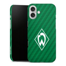 DeinDesign iPhone 16 Plus Handy Premium Case Smartphone Handyh&uuml;lle Schutzh&uuml;lle matt Carbon Official Licensed Product Sv Werder Bremen Premium Case