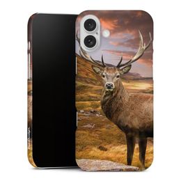 DeinDesign iPhone 16 Plus Handy Premium Case Smartphone Handyhülle Schutzhülle matt Mountain Deer Meadow Premium Case