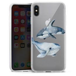 DeinDesign iPhone Xs Max Handy Silikon Hülle Case transparent Handyhülle Water Colour Wale Ocean Silikon Case