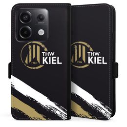 DeinDesign Xiaomi Redmi Note 13 Pro 5G Handy Klapph&uuml;lle Handyh&uuml;lle aus Kunst Leder schwarz Flip Case Handball Logo Thw Kiel Sideflip mit Lasche