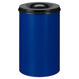 Sicherheitspapierkorb, Stahl, flammhemmend, Volumen 110 l, Hx&Oslash; 720 x 470 mm, Korpus blau / L&ouml;schkopf schwarz kaiserkraft