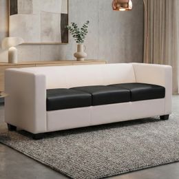 Mendler 3er Sofa Couch Loungesofa Lille, Kunstleder creme/schwarz 14211+14248+14247