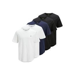 Jack & Jones Rundhalsshirt JACK & JONES "JPRBLABRODY TEE SS CREW NECK 5PK MP", Herren, Gr. L, bunt (wei&szlig; pack:with 2xwei&szlig;, 2xschwarz, 1navyblazer), Jersey, Obermaterial: 100% Baumwolle, bestickt, regular fit normal, Rundhals, Shirts Rundhalsshirt
