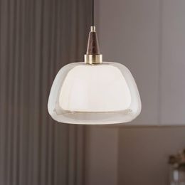 H&auml;ngelampe Ermo, wei&szlig;/klar, messing, &Oslash; 30 cm, Glas/Metall