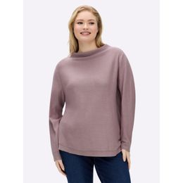 sheego Gro&szlig;e Gr&ouml;&szlig;en Langarm-Pullover aus reiner Baumwolle, mauve, Gr&ouml;&szlig;e 46 - Damen