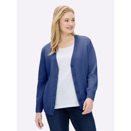 sheego Gro&szlig;e Gr&ouml;&szlig;en Strickjacke mit farblich abgestimmten Kn&ouml;pfen, royalblau, Gr&ouml;&szlig;e 50 - Damen