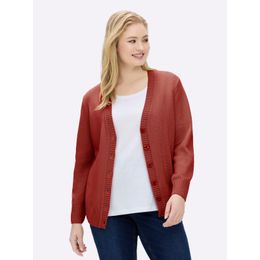 sheego Gro&szlig;e Gr&ouml;&szlig;en Strickjacke mit farblich abgestimmten Kn&ouml;pfen, rostrot, Gr&ouml;&szlig;e 48 - Damen