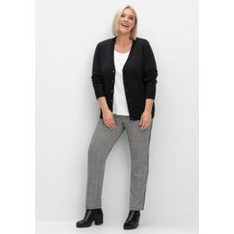 sheego Gro&szlig;e Gr&ouml;&szlig;en Strickjacke mit farblich abgestimmten Kn&ouml;pfen, schwarz, Gr&ouml;&szlig;e 54 - Damen