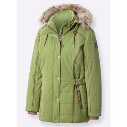 sheego Gro&szlig;e Gr&ouml;&szlig;en Steppjacke mit Pelz-Imitat, abkn&ouml;pfbar, gr&uuml;n, Gr&ouml;&szlig;e 26 - Damen