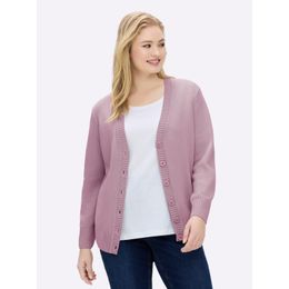sheego Gro&szlig;e Gr&ouml;&szlig;en Strickjacke mit farblich abgestimmten Kn&ouml;pfen, altros&eacute;, Gr&ouml;&szlig;e 48 - Damen