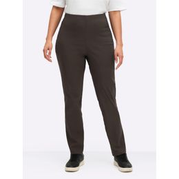 sheego Gro&szlig;e Gr&ouml;&szlig;en Hose mit Dehnbund, Viskose-Qualit&auml;t, braun, Gr&ouml;&szlig;e 54 - Damen