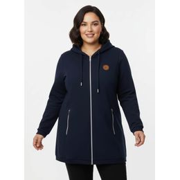 sheego Gro&szlig;e Gr&ouml;&szlig;en Sweatjacke in weich angerauter Qualit&auml;t, marine, Gr&ouml;&szlig;e 54 - Damen