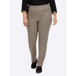 sheego Gro&szlig;e Gr&ouml;&szlig;en Hose mit Dehnbund, Viskose-Qualit&auml;t, taupe, Gr&ouml;&szlig;e 52 - Damen