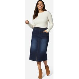 sheego Gro&szlig;e Gr&ouml;&szlig;en Jeansrock in Schlupfform, dark blue, Gr&ouml;&szlig;e 25 - Damen
