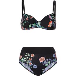 feel good sheego Gro&szlig;e Gr&ouml;&szlig;en Bikini mit B&uuml;gel-Cups, schwarz-bedruckt, Gr&ouml;&szlig;e 46B - Damen