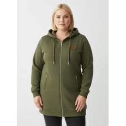 sheego Gro&szlig;e Gr&ouml;&szlig;en Sweatjacke in weich angerauter Qualit&auml;t, oliv, Gr&ouml;&szlig;e 54 - Damen