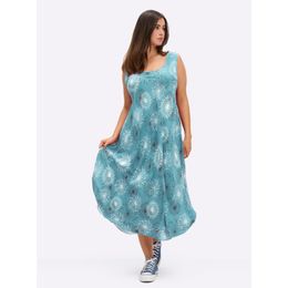 sheego Gro&szlig;e Gr&ouml;&szlig;en Druckkleid mit Bl&uuml;ten-Muster, figurumspielend, ozean-graphit-bedruckt, Gr&ouml;&szlig;e 52 - Damen