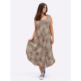 sheego Gro&szlig;e Gr&ouml;&szlig;en Druckkleid mit Bl&uuml;ten-Muster, figurumspielend, sesam-graphit-bedruckt, Gr&ouml;&szlig;e 46 - Damen