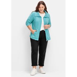 sheego Gro&szlig;e Gr&ouml;&szlig;en Fleecejacke mit 2-Wege-Rei&szlig;verschluss, aqua, Gr&ouml;&szlig;e 44 - Damen