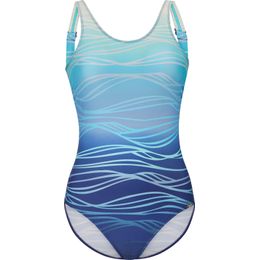 feel good sheego Gro&szlig;e Gr&ouml;&szlig;en Badeanzug mit geradem R&uuml;ckenausschnitt, aqua-mittelblau-bedruckt, Gr&ouml;&szlig;e 48C - Damen