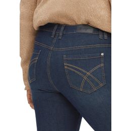 sheego Gro&szlig;e Gr&ouml;&szlig;en Bootcut-Jeans mit Kontrastn&auml;hten, dark blue denim, Gr&ouml;&szlig;e 29 - Damen