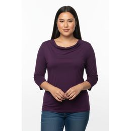 sheego Gro&szlig;e Gr&ouml;&szlig;en Wasserfallshirt mit 3/4-langen &Auml;rmeln, beere, Gr&ouml;&szlig;e 50 - Damen