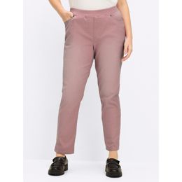 sheego Gro&szlig;e Gr&ouml;&szlig;en Schlupfjeans mit geripptem Strick-Dehnbund, ros&eacute;, Gr&ouml;&szlig;e 245 - Damen