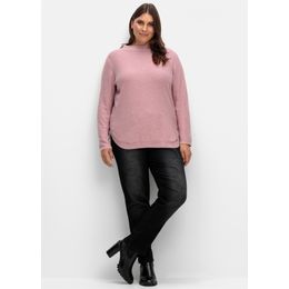 sheego Gro&szlig;e Gr&ouml;&szlig;en Schlupfjeans mit geripptem Strick-Dehnbund, black-denim, Gr&ouml;&szlig;e 46 - Damen