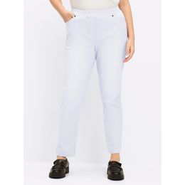 sheego Gro&szlig;e Gr&ouml;&szlig;en Schlupfjeans mit geripptem Strick-Dehnbund, wei&szlig;, Gr&ouml;&szlig;e 245 - Damen