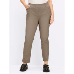 sheego Gro&szlig;e Gr&ouml;&szlig;en Schlupfjeans mit geripptem Strick-Dehnbund, sesam, Gr&ouml;&szlig;e 195 - Damen