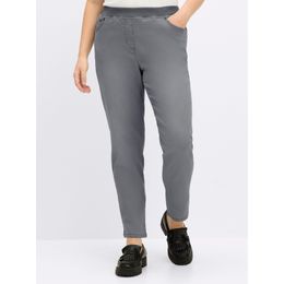 sheego Gro&szlig;e Gr&ouml;&szlig;en Schlupfjeans mit geripptem Strick-Dehnbund, grey-denim, Gr&ouml;&szlig;e 44 - Damen