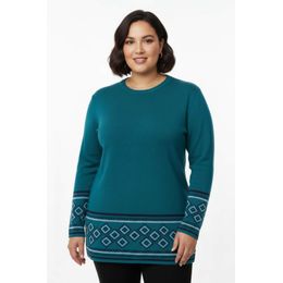 sheego Gro&szlig;e Gr&ouml;&szlig;en Longpullover weich wie Kaschmir, aquapetrol-marine, Gr&ouml;&szlig;e 52 - Damen