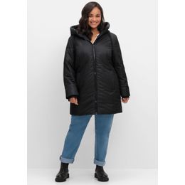 sheego Gro&szlig;e Gr&ouml;&szlig;en Stark w&auml;rmende Longjacke mit Steppmuster, schwarz, Gr&ouml;&szlig;e 54 - Damen