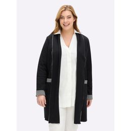 sheego Gro&szlig;e Gr&ouml;&szlig;en Shirtjacke in Interlock-Jersey-Qualit&auml;t, schwarz-grau-meliert, Gr&ouml;&szlig;e 50 - Damen