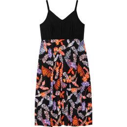 sheego Gro&szlig;e Gr&ouml;&szlig;en Sommerkleid mit Blumenprint, in Midil&auml;nge, schwarz bedruckt, Gr&ouml;&szlig;e 46 - Damen